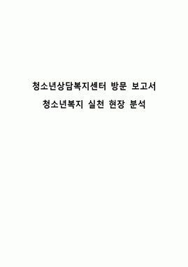 청소년상담복지센터 방문 보고서 청소년복지 실천 현장 분석-1페이지