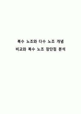 복수 노조와 다수 노조 개념 비교와 복수 노조 장단점 분석-1페이지