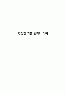 행정법 기본 원칙의 이해-1페이지
