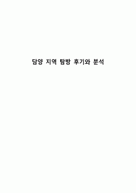 담양 지역 탐방 후기와 분석-1페이지
