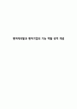 벤처캐피탈과 벤처기업의 기능 역할 성격 개념-1페이지