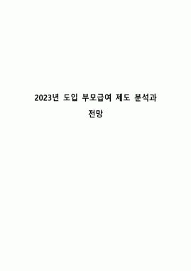 2023년 도입 부모급여 제도 분석과 전망-1페이지