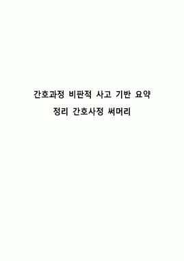 간호과정 비판적 사고 기반 요약 정리 간호사정 써머리-1페이지