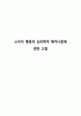 소비자 행동의 심리학적 메커니즘에 관한 고찰-1페이지