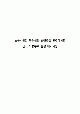 노동시장의 특수성과 완전경쟁 환경에서의 단기 노동수요 결정 메커니즘-1페이지