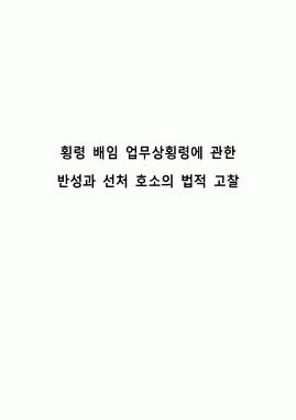횡령 배임 업무상횡령에 관한 반성과 선처 호소의 법적 고찰-1페이지