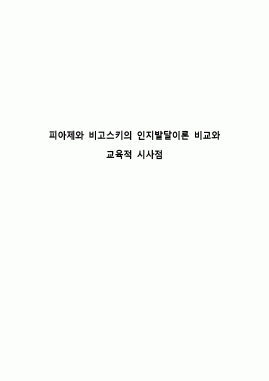 피아제와 비고스키의 인지발달이론 비교와 교육적 시사점-1페이지