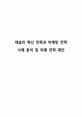테슬라 혁신 전략과 마케팅 전략 사례 분석 및 미래 전략 제안-1페이지