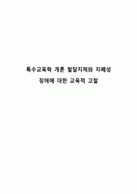 특수교육학 개론 발달지체와 자폐성 장애에 대한 교육적 고찰-1페이지