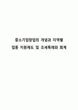 중소기업창업의 개념과 지역별 업종 지원제도 및 조세특례와 회계-1페이지