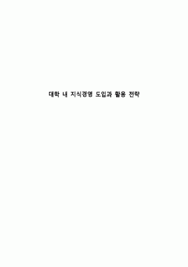 대학 내 지식경영 도입과 활용 전략-1페이지