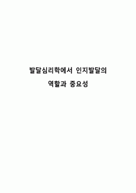 발달심리학에서 인지발달의 역할과 중요성-1페이지