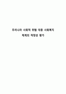 우리나라 사회적 위험 대응 사회복지 체계의 적정성 평가-1페이지