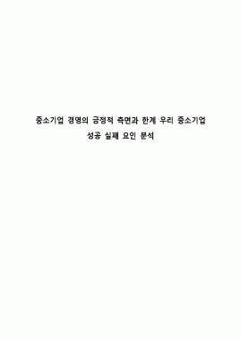 중소기업 경영의 긍정적 측면과 한계 우리 중소기업 성공 실패 요인 분석-1페이지
