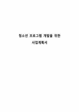 청소년 프로그램 개발을 위한 사업계획서-1페이지