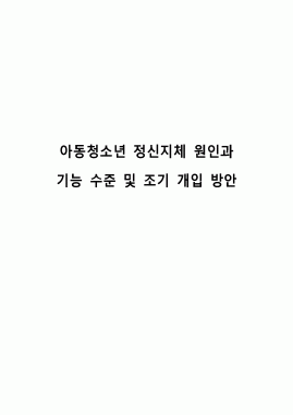 아동청소년 정신지체 원인과 기능 수준 및 조기 개입 방안-1페이지
