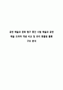 공연 예술과 문화 탐구 중간 시험 예술과 공연 예술 드라마 개념 비교 및 유리 동물원 플롯 구조 분석-1페이지