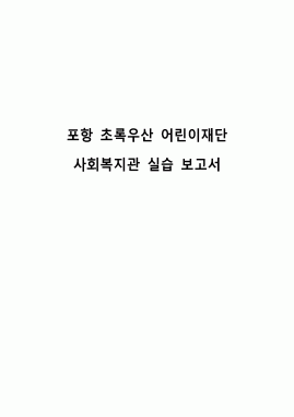 포항 초록우산 어린이재단 사회복지관 실습 보고서-1페이지
