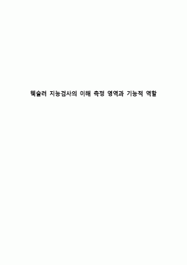 웩슬러 지능검사의 이해 측정 영역과 기능적 역할-1페이지