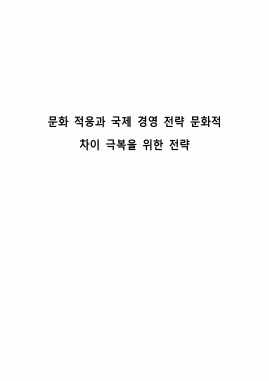 문화 적응과 국제 경영 전략 문화적 차이 극복을 위한 전략-1페이지