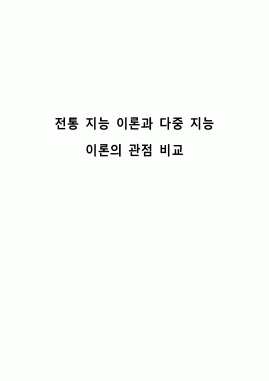 전통 지능 이론과 다중 지능 이론의 관점 비교-1페이지