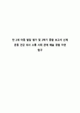 만 2세 아동 발달 평가 및 2학기 종합 보고서 신체 운동 건강 의사 소통 사회 관계 예술 경험 자연 탐구-1페이지