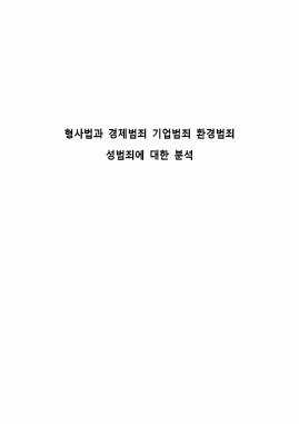 형사법과 경제범죄 기업범죄 환경범죄 성범죄에 대한 분석-1페이지