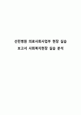 선린병원 의료사회사업부 현장 실습 보고서 사회복지현장 실습 분석-1페이지