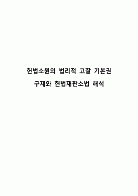 헌법소원의 법리적 고찰 기본권 구제와 헌법재판소법 해석-1페이지