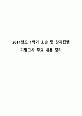 2014년도 1학기 소송 및 강제집행 기말고사 주요 내용 정리-1페이지