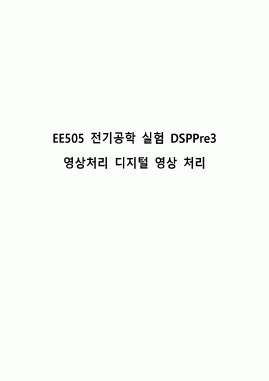 EE505 전기공학 실험 DSPPre3 영상처리 디지털 영상 처리-1페이지