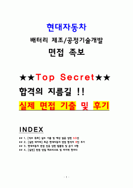 현대자동차 배터리 제조,공정기술개발 면접후기(6명) 및 기출 QnA-1페이지