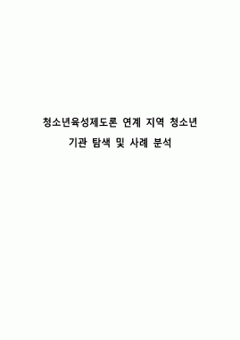 청소년육성제도론 연계 지역 청소년 기관 탐색 및 사례 분석-1페이지