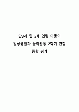만3세 및 5세 연령 아동의 일상생활과 놀이활동 2학기 관찰 종합 평가-1페이지