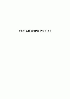 황정은 소설 모자문의 문학적 분석-1페이지