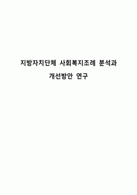 지방자치단체 사회복지조례 분석과 개선방안 연구-1페이지