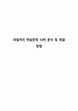 파일처리 연습문제 13번 분석 및 해결 방법-1페이지