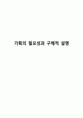 기획의 필요성과 구체적 설명-1페이지