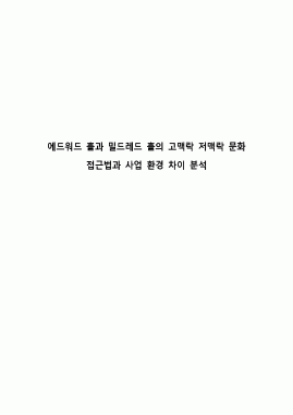 에드워드 홀과 밀드레드 홀의 고맥락 저맥락 문화 접근법과 사업 환경 차이 분석-1페이지