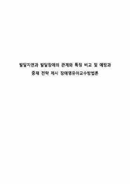발달지연과 발달장애의 관계와 특징 비교 및 예방과 중재 전략 제시 장애영유아교수방법론-1페이지