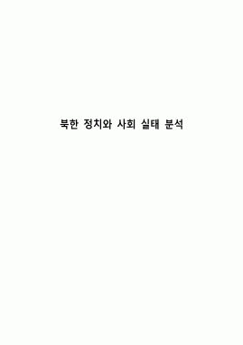 북한 정치와 사회 실태 분석-1페이지
