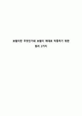 보험이란 무엇인가와 보험이 제대로 작동하기 위한 원리 2가지-1페이지