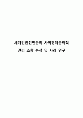 세계인권선언문의 사회경제문화적 권리 조항 분석 및 사례 연구-1페이지