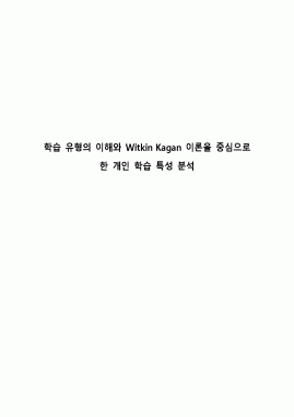학습 유형의 이해와 Witkin Kagan 이론을 중심으로 한 개인 학습 특성 분석-1페이지