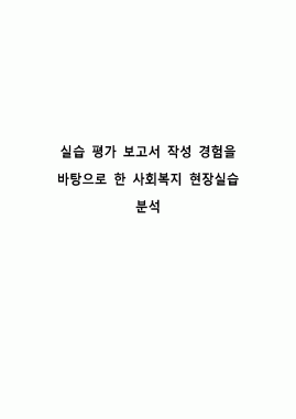 실습 평가 보고서 작성 경험을 바탕으로 한 사회복지 현장실습 분석-1페이지