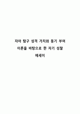 자아 탐구 성격 가치와 동기 부여 이론을 바탕으로 한 자기 성찰 에세이-1페이지