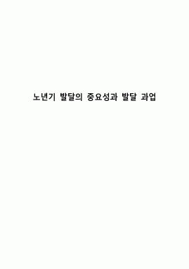 노년기 발달의 중요성과 발달 과업-1페이지