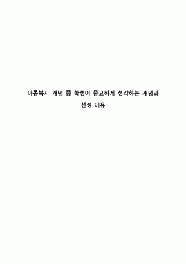 아동복지 개념 중 학생이 중요하게 생각하는 개념과 선정 이유-1페이지