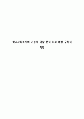 학교사회복지의 기능적 역할 분석 치료 예방 구체적 측면-1페이지