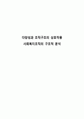다양성과 조직구조의 상호작용 사회복지조직의 구조적 분석-1페이지
